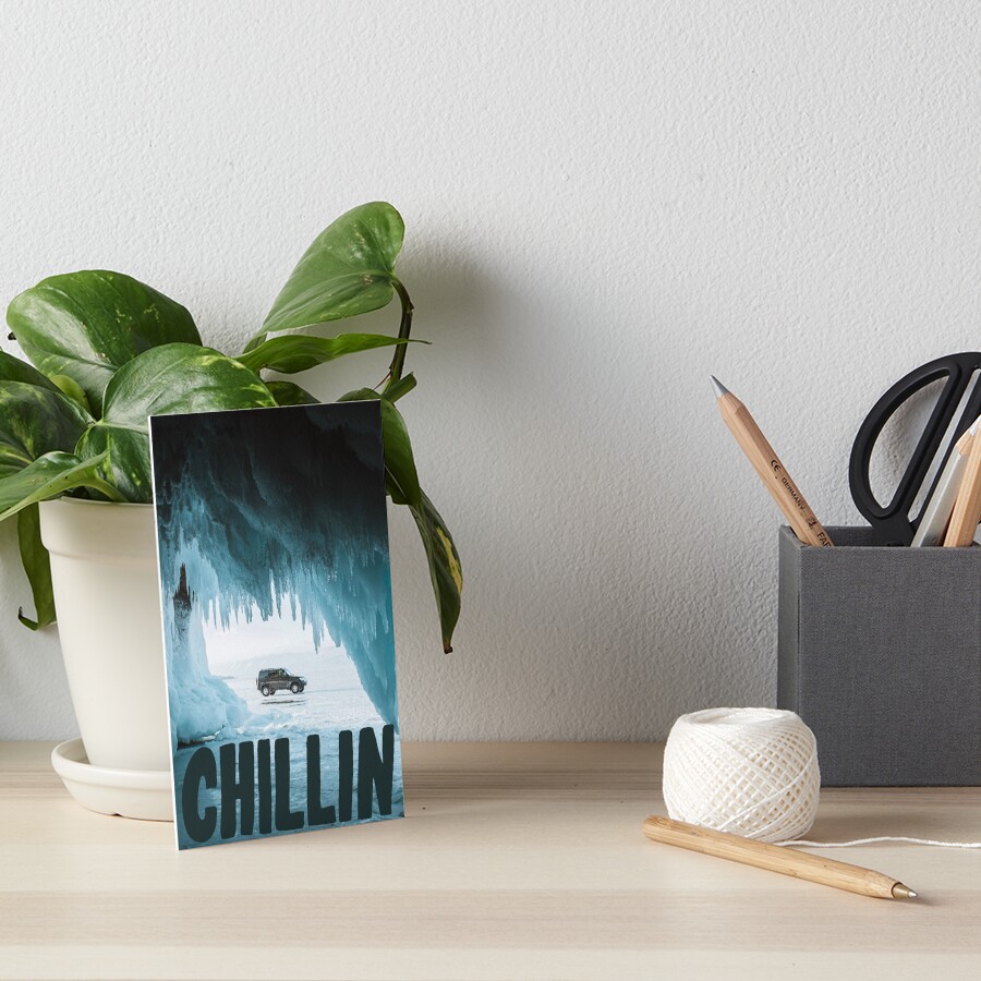 "Chillin - Word Art with Ice Cave Background" Art Board Print by ...