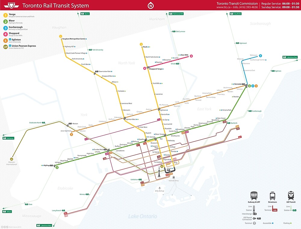 "TTC System Map (Concept)" by Nick Caron | Redbubble