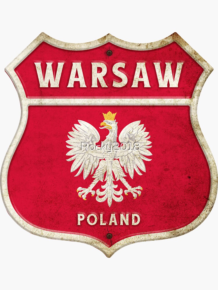 "Warsaw Poland coat of arms flags design" Sticker for Sale by Rocky2018 ...