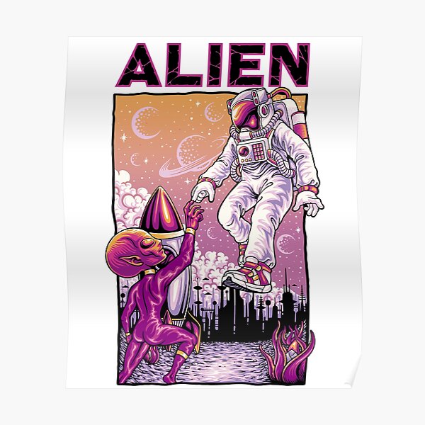 "Astronauts connect with aliens " Poster for Sale by yuosof1199 | Redbubble