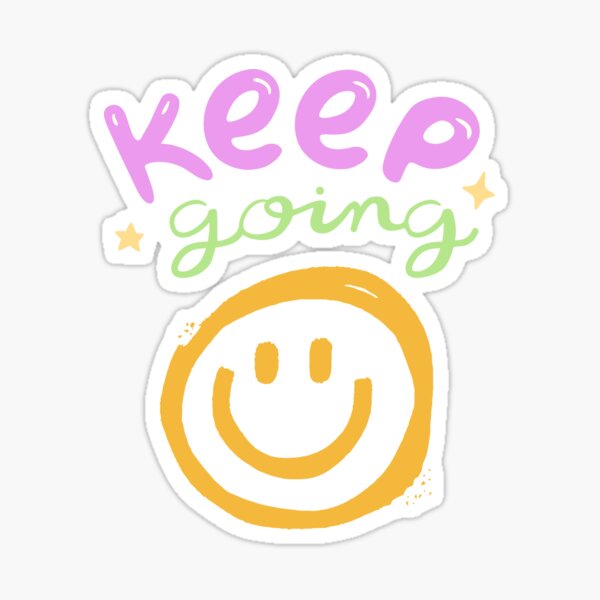 "Keep Going smiley face motivational purple green retro " Sticker for ...