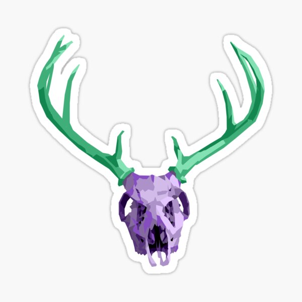 "Geometric Stag Skull In Colour" Sticker for Sale by dwatermelonkron ...