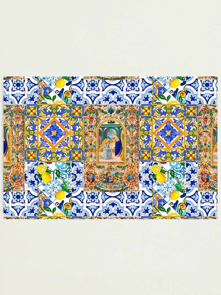 "Italian,Sicilian art,holy Mary,Virgin Mary,maiolica,tiles,lemons ...