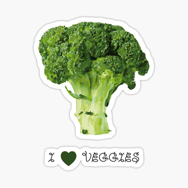 "I love veggies Broccoli - Vegan quotes" Sticker by PrintablesP | Redbubble