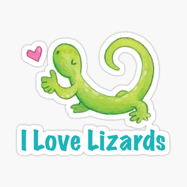 "I Love Lizards - Lizard Blowing Kisses & Hearts" Sticker by gtgbrown ...