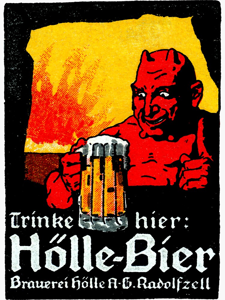 "1905 Beer Drinking Devil" Sticker for Sale by historicimage | Redbubble