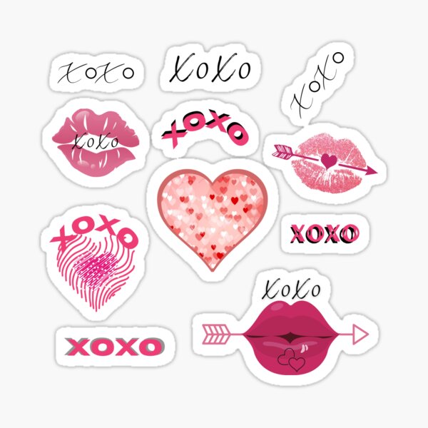 "Xoxo Pink Lips Stickers" Sticker by journalet | Redbubble