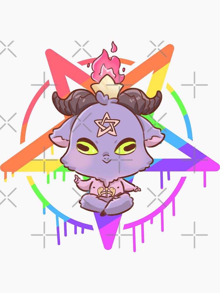 "Chibi Baphomet & Rainbow Pentagram" Sticker for Sale by MissyMooMedia ...