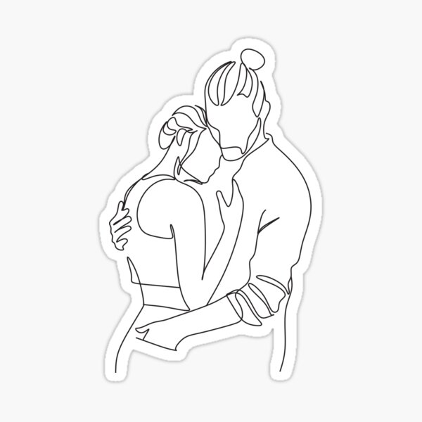 "One Line Couple in Love Hugging for Valentine's Day" Sticker by Sara ...