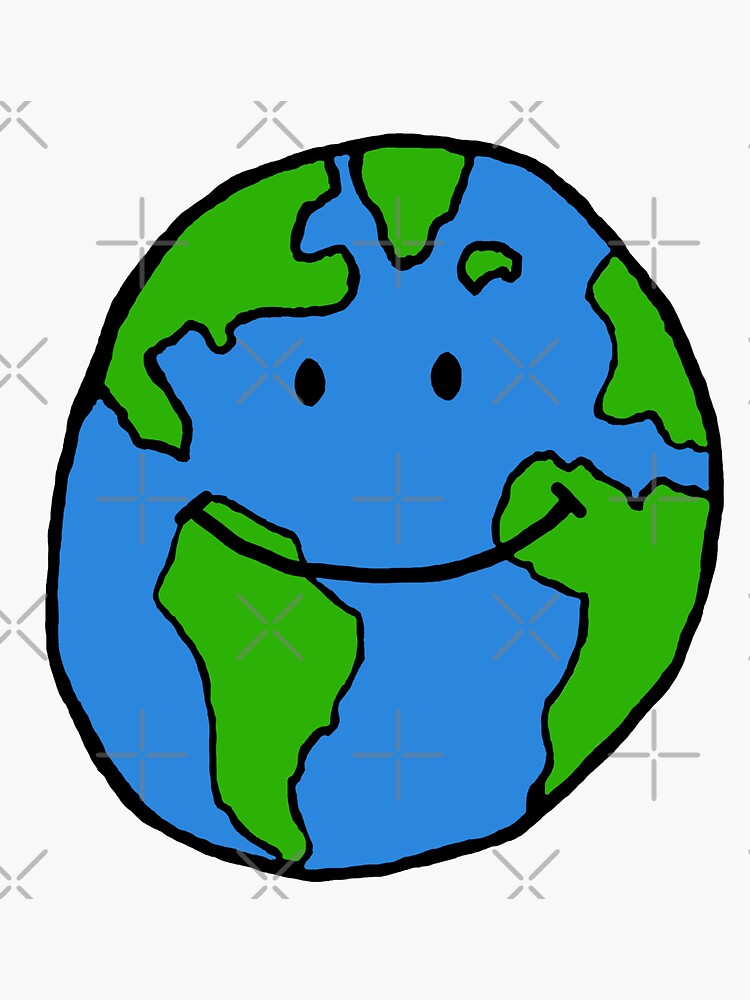 "Smiley Earth" Sticker for Sale by em-designss | Redbubble