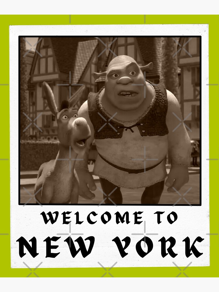 "Shrek und Esel Willkommen bei New York Funny Meme Duloc Polaroid ...