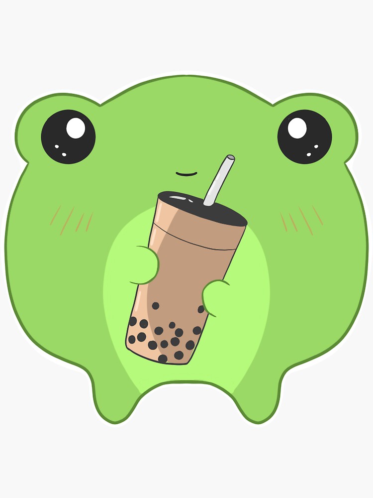 "Cute boba frogs sticker / hat artwork design " Sticker by ...