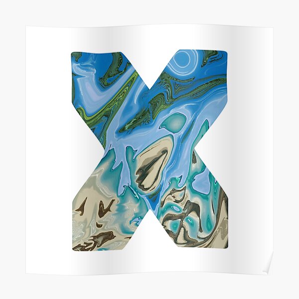 "X letter text with liquid swirl pattern" Poster for Sale by DigiChanel ...