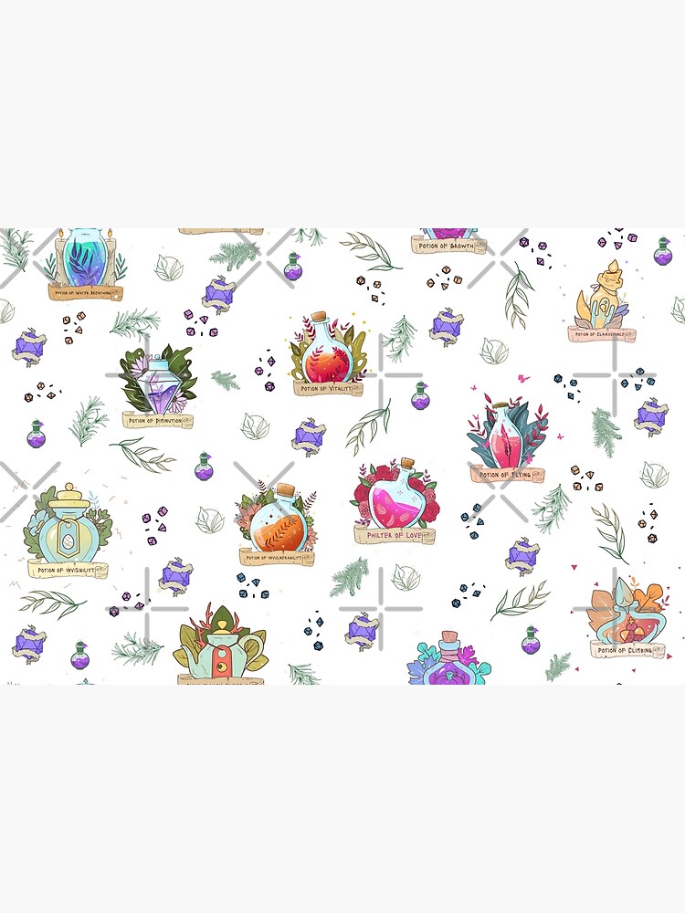 "DnD Potions Alchemy Ingredients and Dice Pattern Dungeons and Dragons ...