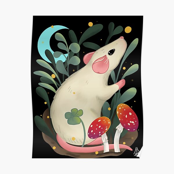"Cottagecore Mushroom Rat" Poster for Sale by hiddenhouses | Redbubble