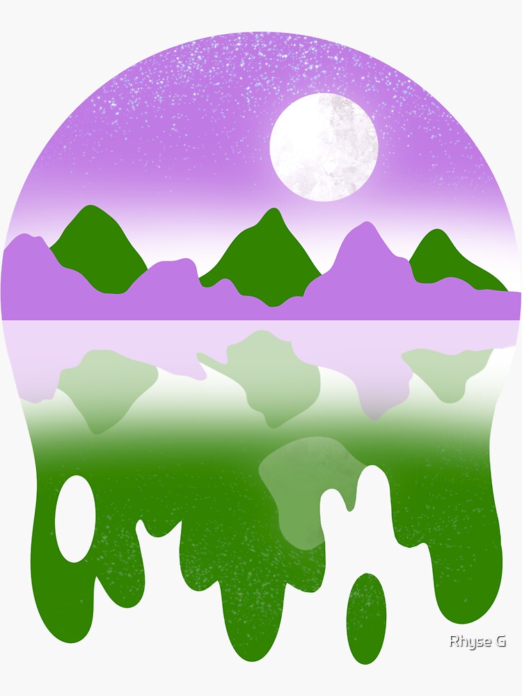 "Subtle Pride Merch: Genderqueer Moonlight Mountain Landscape Drip ...