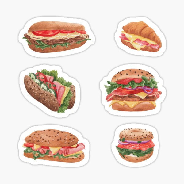 "Assorted Sandwiches and Burger Pack" Sticker by NiftyTrinket | Redbubble
