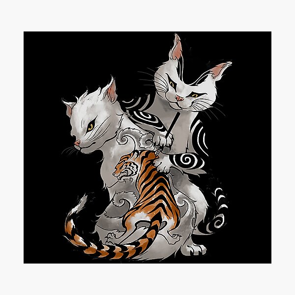 "Irezumi Cat Artist with Traditional Japanese Tattoo" Photographic ...