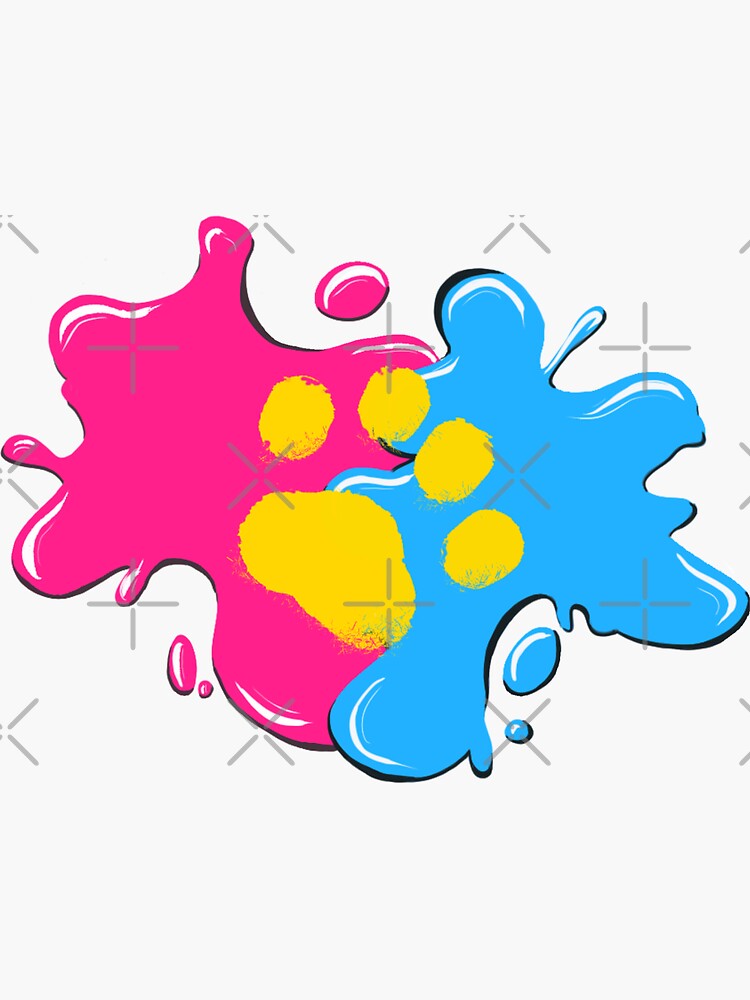 "Pansexual panromantic flag glossy liquid colours with dog paw" Sticker ...