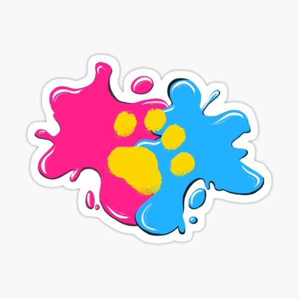 "Pansexual panromantic flag glossy liquid colours with dog paw" Sticker ...