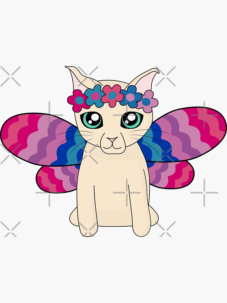 "Cottagecore Fairycore Kawaii Subtle Bisexual Pride Cat Fairy" Sticker ...