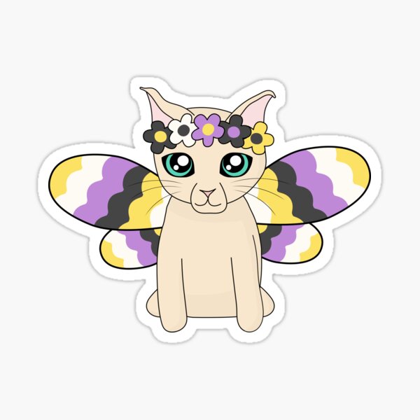 "Cottagecore Fairycore Kawaii Subtle Nonbinary Pride Cat Fairy" Sticker ...