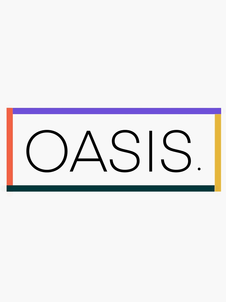 "'OASIS.' Lettering with Retro Colour Lines" Sticker for Sale by ...