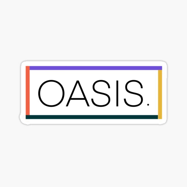 "'OASIS.' Lettering with Retro Colour Lines" Sticker for Sale by ...