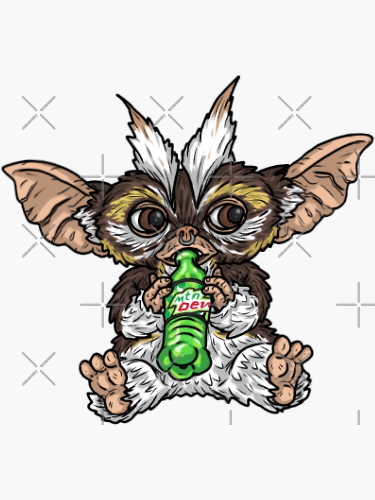 Gremlins Commercial 2021 Mogwai Punk Goth With Drink Sticker By Loganmdesigns Redbubble