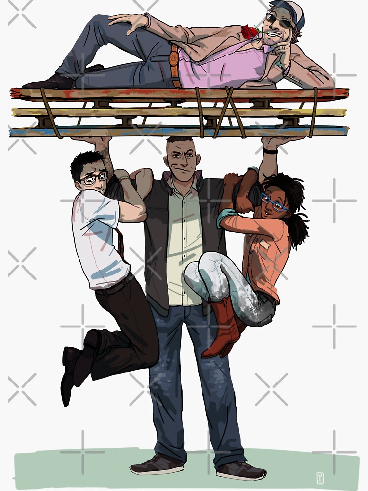 "David, Dwight, Claudette, Ace tower" Sticker for Sale by Yashy | Redbubble