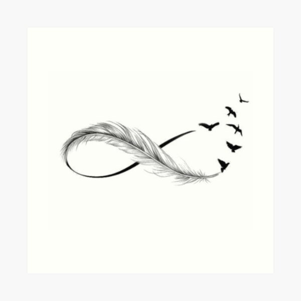 "Infinite Symbol Feather With Birds" Art Print for Sale by sathwikgs ...