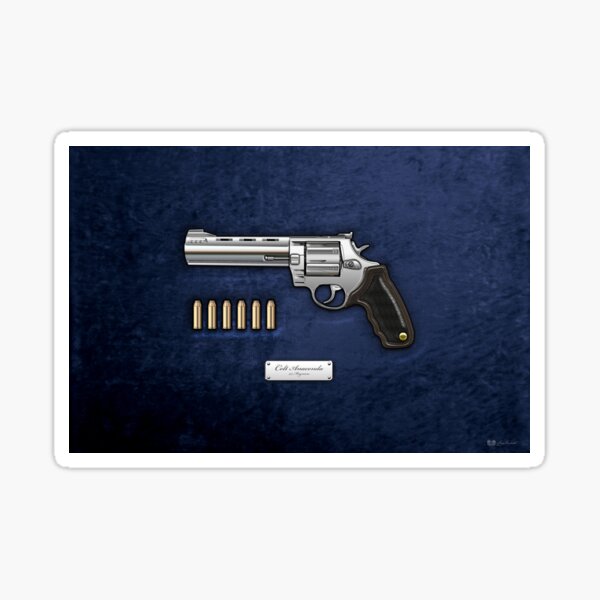 ".44 Magnum Colt Anaconda with Ammo on Blue Velvet " Sticker for Sale ...