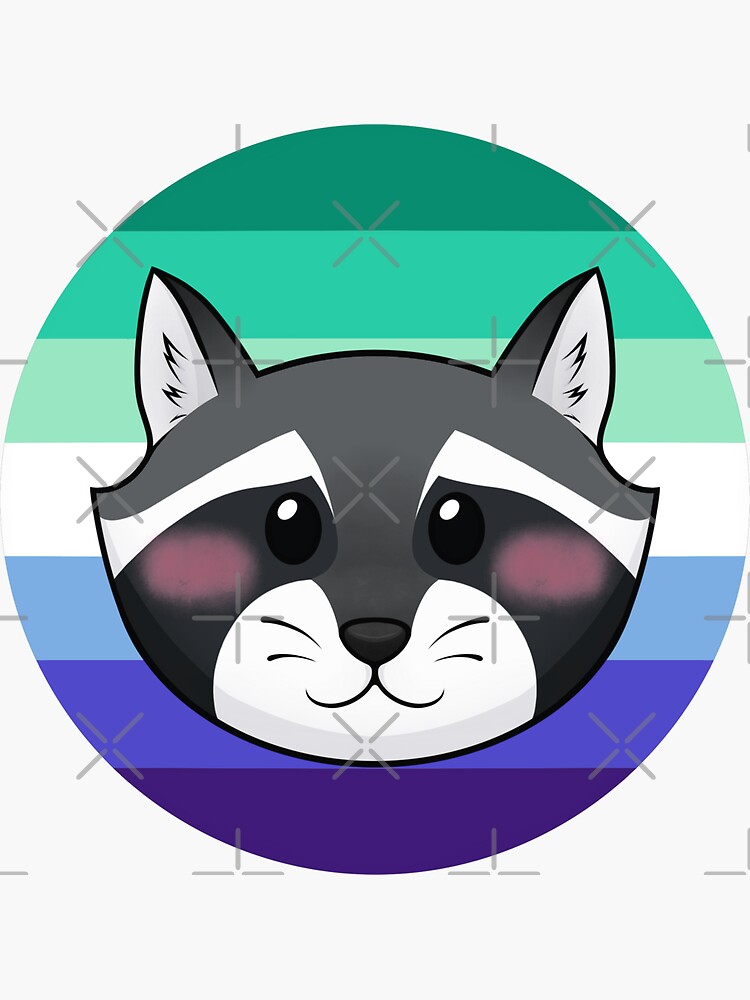 "Gay Pride Pin - Raccoon" Sticker by BlueJayArts04 | Redbubble