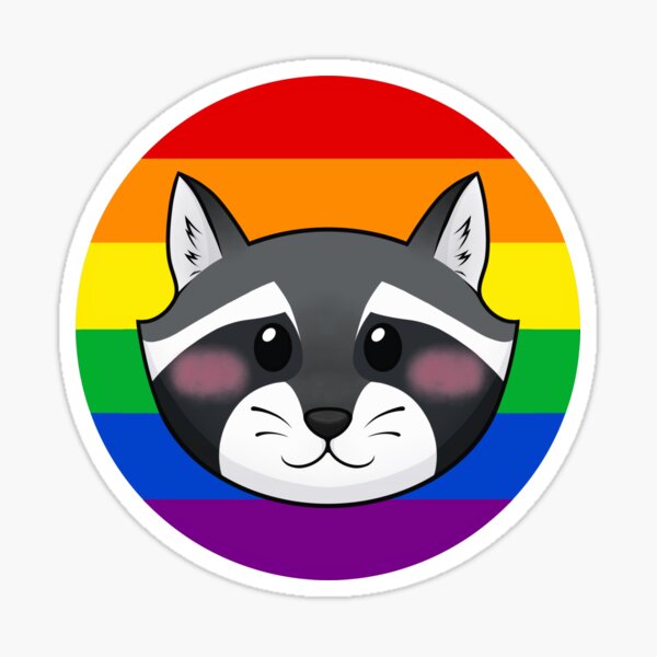 "Rainbow Pride Pin - Raccoon" Sticker by BlueJayArts04 | Redbubble