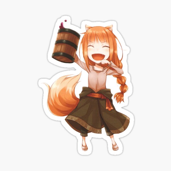 "Chibi Holo Drinking - Spice and Wolf Sticker" Sticker for Sale by ...