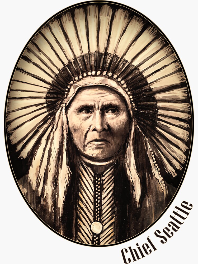 "Chief Seattle, drawing Sticker" Sticker for Sale by DanielNova | Redbubble