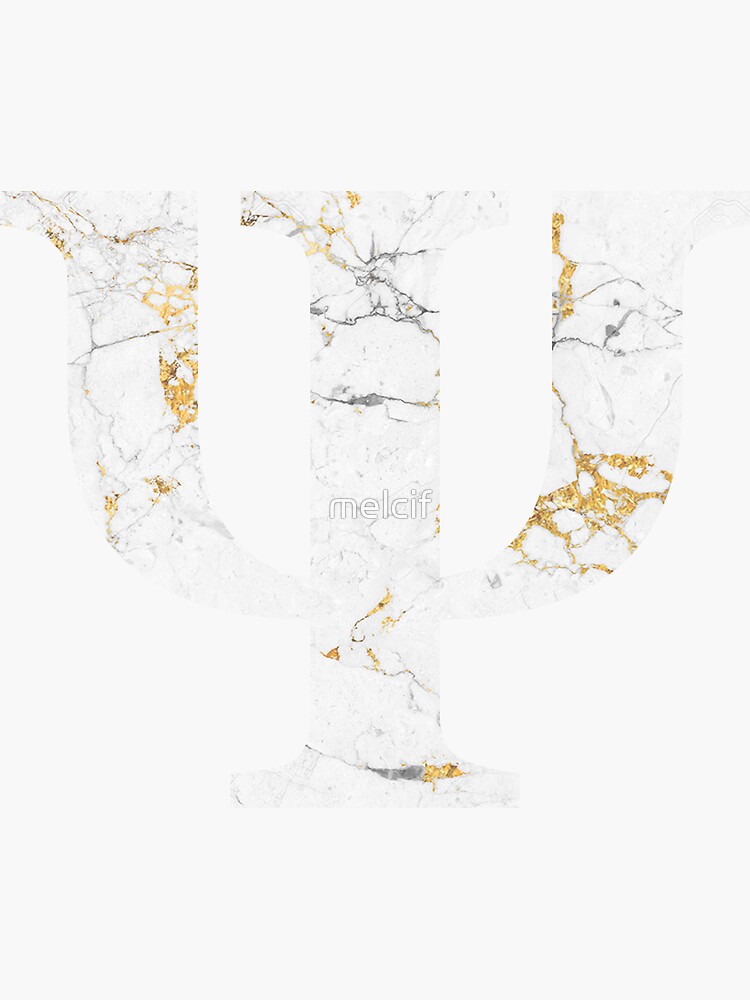 "Psi - Gold Foil White Marble" Sticker for Sale by melcif | Redbubble