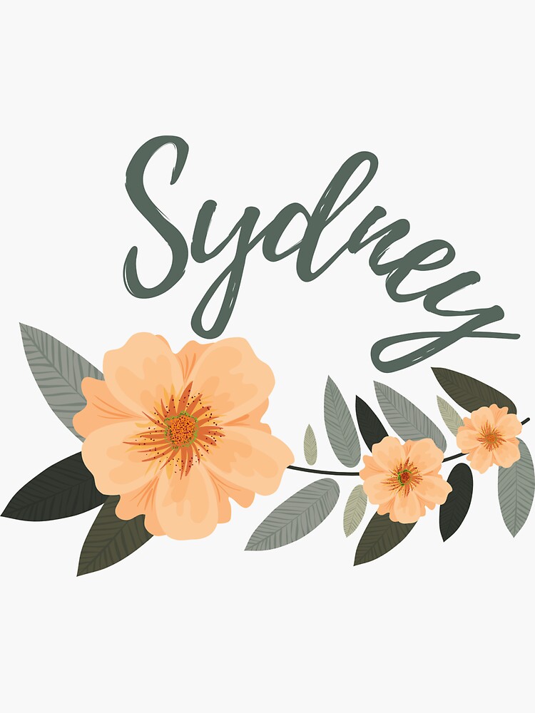 "Sydney Name With Pretty Flowers | Name Design Orange And Green Plants ...