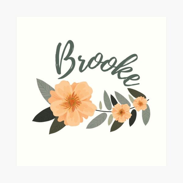 "Brooke Name With Pretty Flowers | Name Design Orange And Green Plants ...