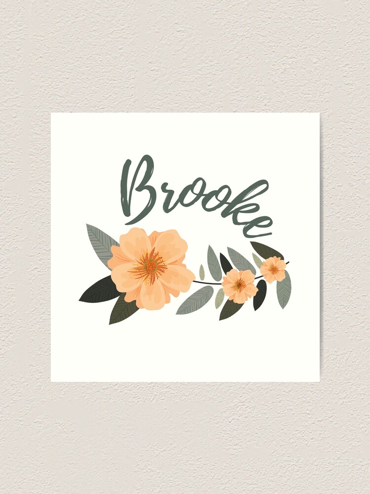 "Brooke Name With Pretty Flowers | Name Design Orange And Green Plants ...