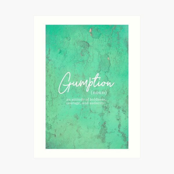 "Gumption Definition - Word Nerd - White Lettering on Turquoise" Art ...