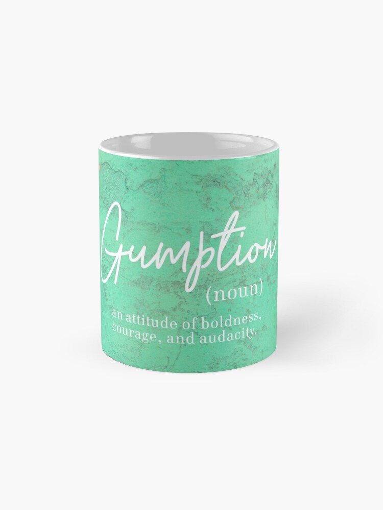 "Gumption Definition - Word Nerd - White Lettering on Turquoise" Coffee ...