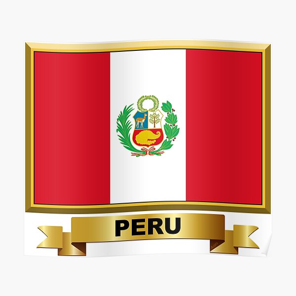 "PERU State Flag Gifts, Masks, Stickers & Products (N)" Poster by ...