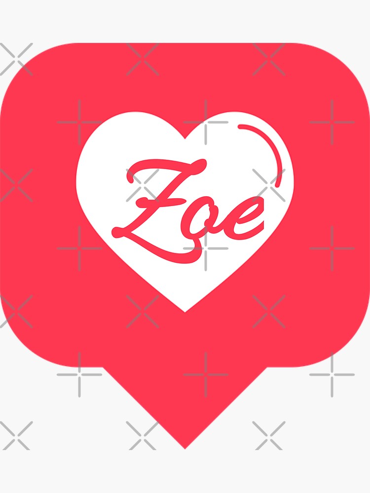 Beautiful Cursive Zoe Name Written On White Heart Sticker For Sale By Aamirgd Redbubble