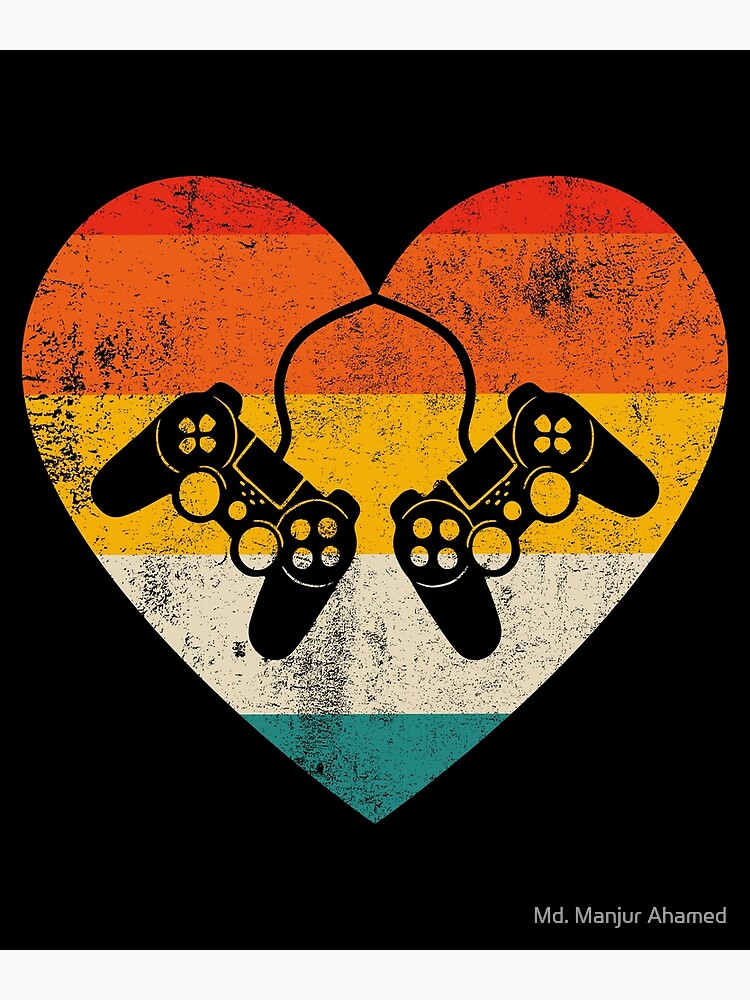 "Video Gamer Heart Controller Vintage Funny Gaming Love Gamer Couple ...