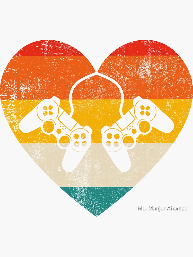 "Video Gamer Heart Controller Vintage Funny Gaming Love Gamer Couple ...