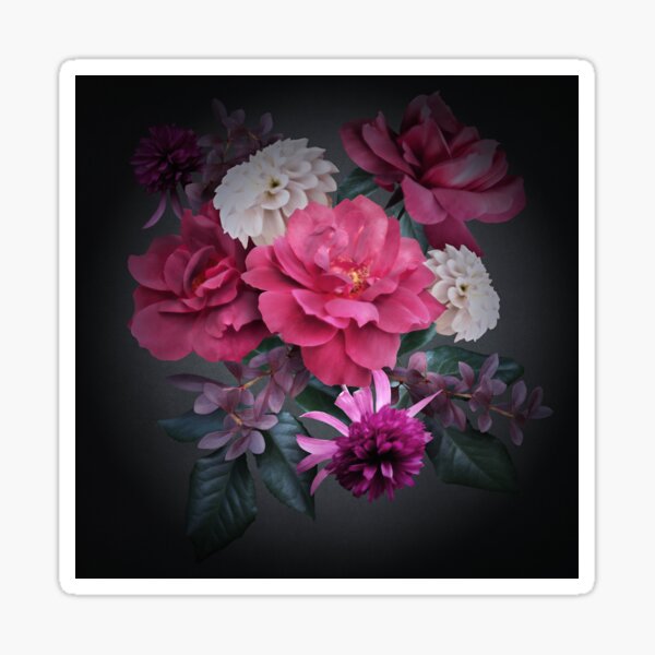 "Night Garden. Bouquet of roses." Sticker for Sale by RinaMDesigns ...