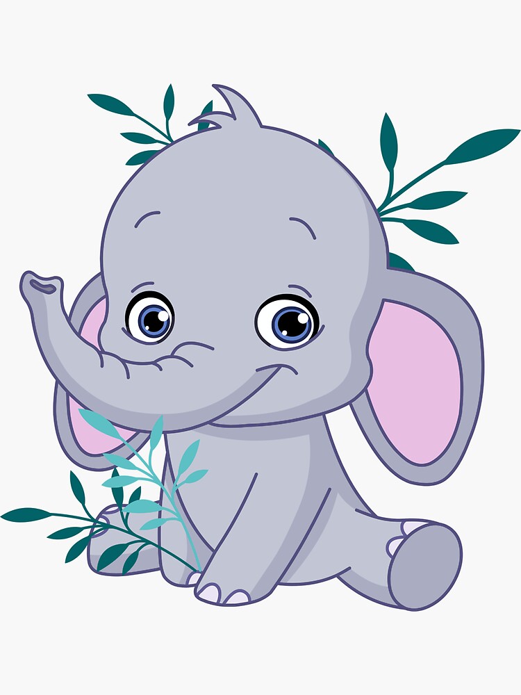"Cute elephant with smiley face" Sticker by Shikshart | Redbubble