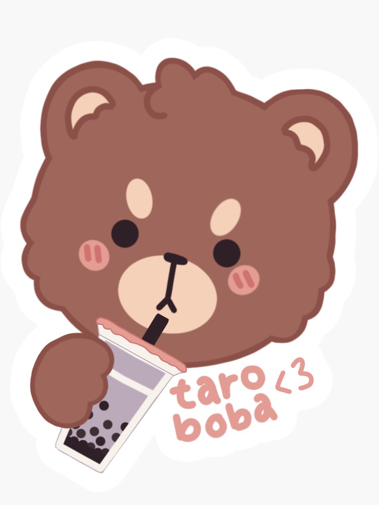 "Angry bear loves boba" Sticker for Sale by mangamushroom | Redbubble
