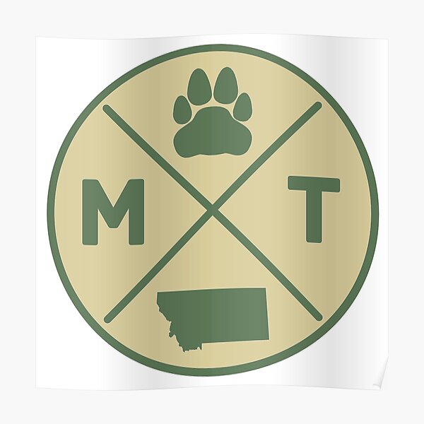 "406 - Montana - MT - with state silhouette and pawprint" Poster by ...